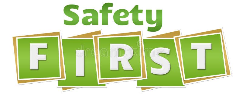 Safety First Green Squares Text Stock Illustration - Illustration of ...