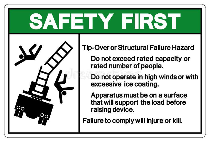 Safety First Tip-Over or Structural Failure Hazard Symbol Sign, Vector ...