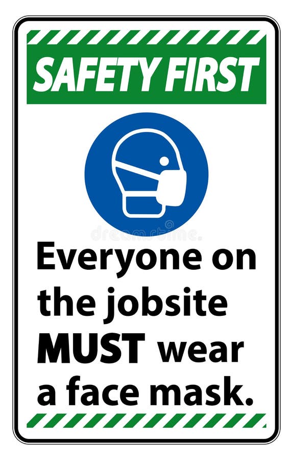 Safety First Wear a Face Mask Sign Isolate on White Background Stock ...