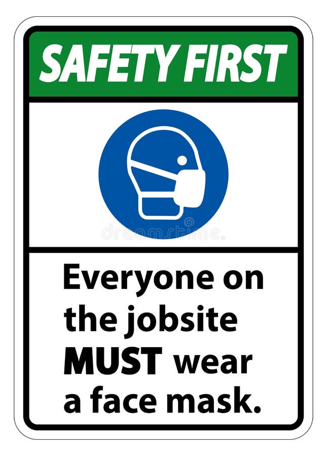 Safety First Wear a Face Mask Sign Isolate on White Background Stock ...