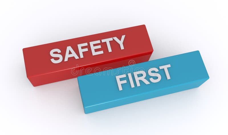 Safety First Word Block on White Stock Illustration - Illustration of ...