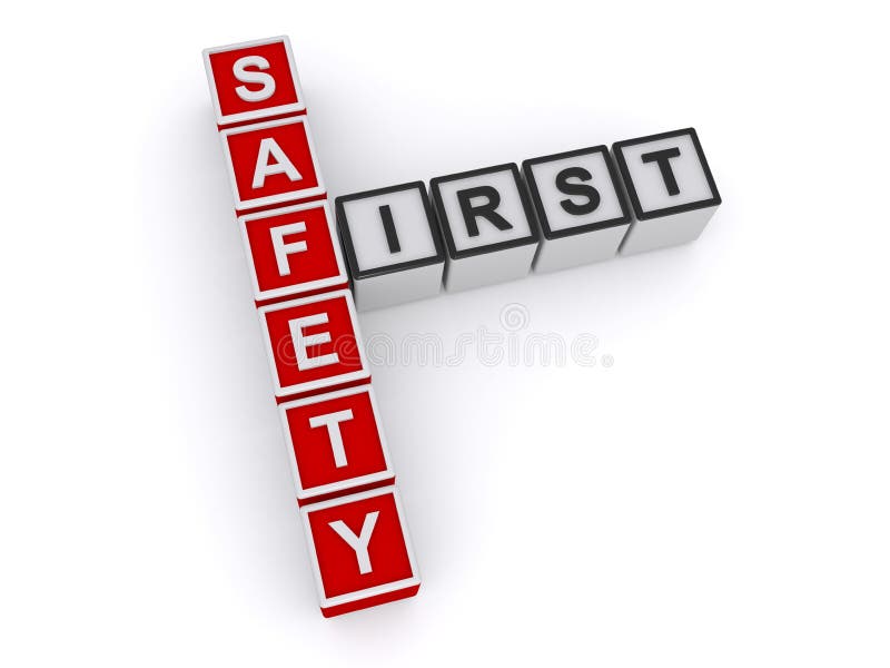 Safety first word blocks stock illustration. Illustration of design ...