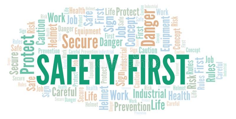 Safety First word cloud. stock illustration. Illustration of rules ...