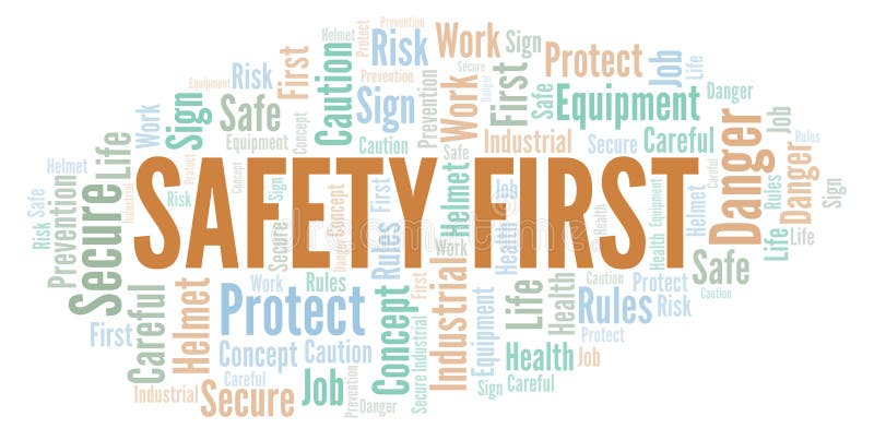 Safety First word cloud. stock illustration. Illustration of equipment ...