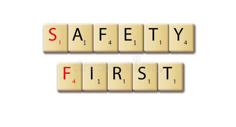 Safety First Words Arranged in a Wooden Tile Stock Illustration ...