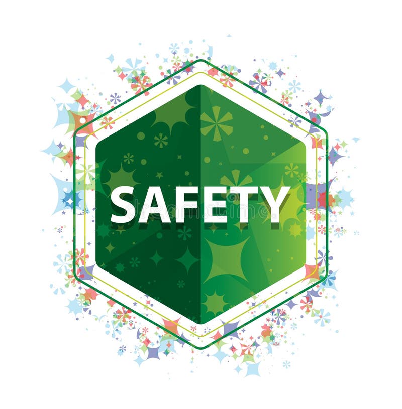 Safety Floral Plants Pattern Green Hexagon Button Stock Illustration ...