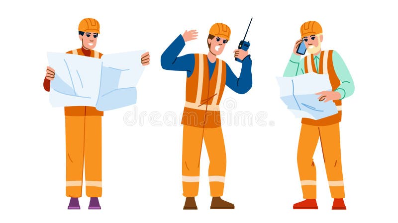 Safety Foreman Working Vector Stock Illustration - Illustration of team ...