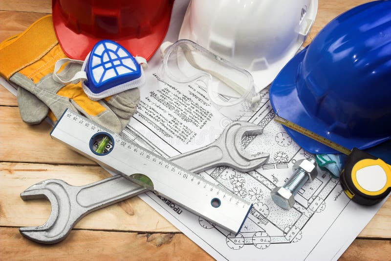 Safety gear kit stock photo. Image of caution, glove, architecture ...