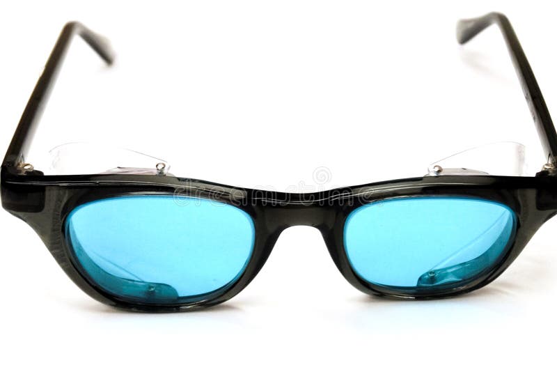 Safety Glasses with Blue Glass. Eye Protection Stock Photo - Image of ...