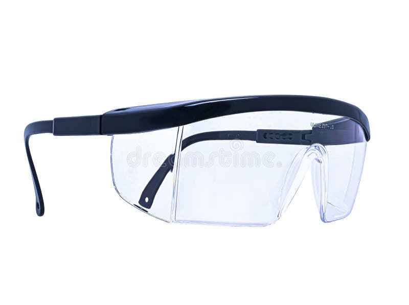 Black Plastic Protective Work Glasses Isolated on a White Background ...