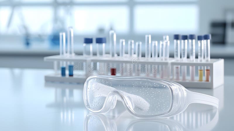 Safety Goggles on Laboratory Counter for Experiment Stock Illustration ...