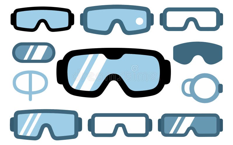 Safety Goggles Vector Illustration Set on a White Background Stock ...