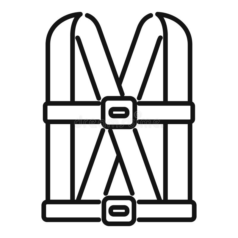 Safety Harness with Straps and Buckles Icon Thin Line Vector ...