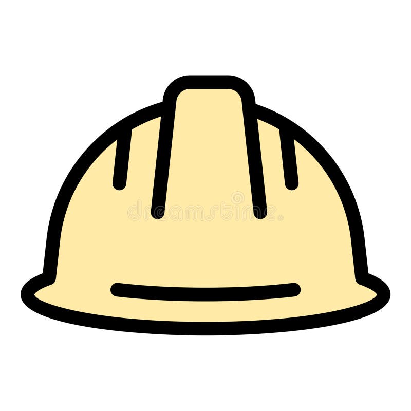 Safety Helmet Icon Flat Line Style Illustration Representing Personal ...
