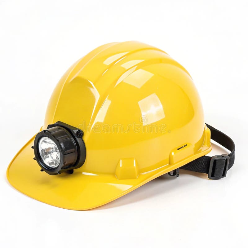 Safety Helmet with Light on Transparent Background Stock Illustration ...