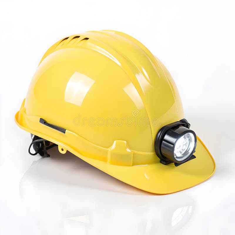 Safety Helmet with Light on White Background Stock Illustration ...