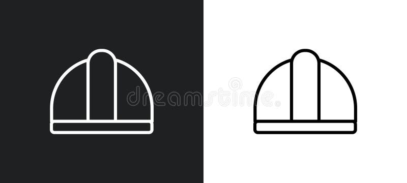 Safety Helmet Outline Icon in White and Black Colors. Safety Helmet ...