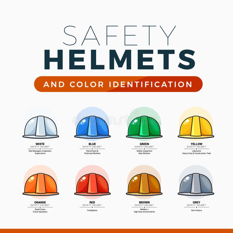 Safety Helmets and Color Identification. Isolated Vector Illustration ...