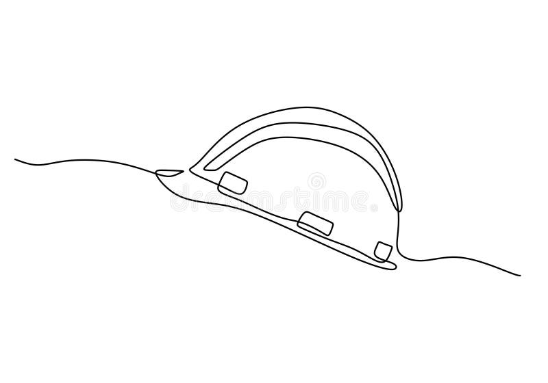 Safety Helmets in Continuous Line Drawing. Construction Safety Concept ...