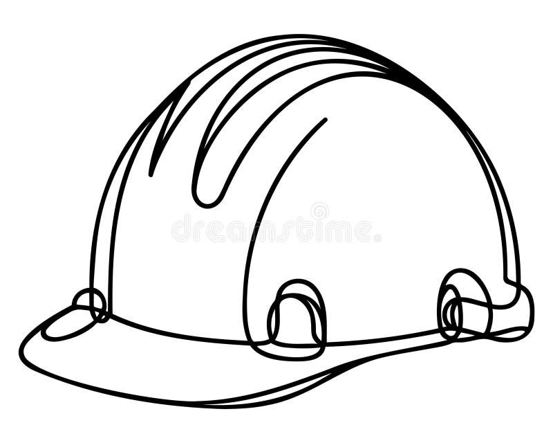 Safety Helmets Continuous One Line Drawing. Construction Concept Stock ...