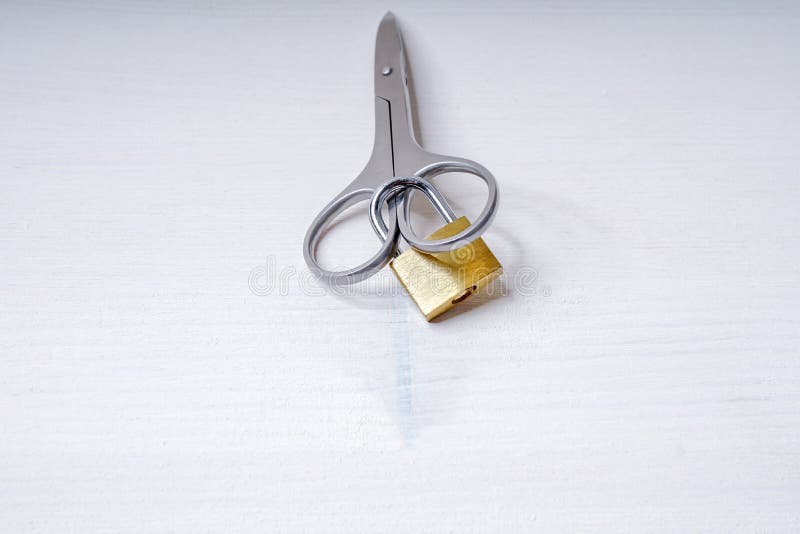 Safety in the Home or Child Safety, Scissors with Padlock Stock Image ...