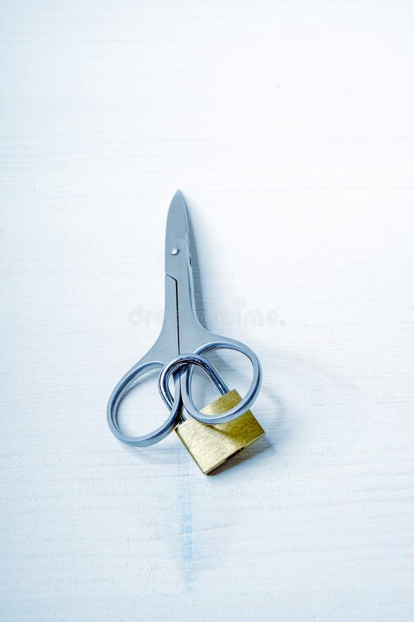 Safety in the Home or Child Safety, Scissors with Padlock Stock Image ...