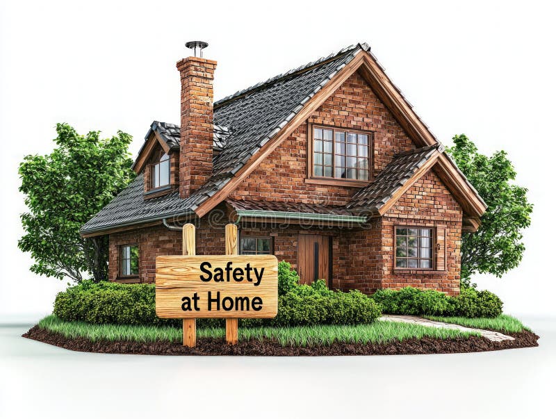 Safety at Home 3d text stock image. Image of home, copy - 374081889
