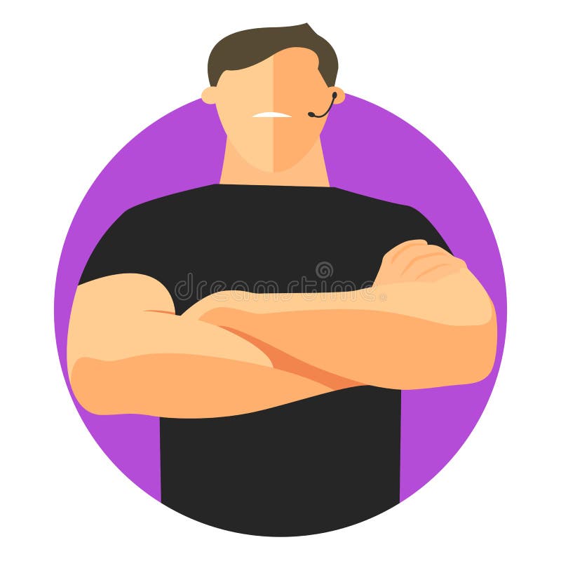 Safety Icon, Flat Design. Security Guard with Crossed Hands Stock ...