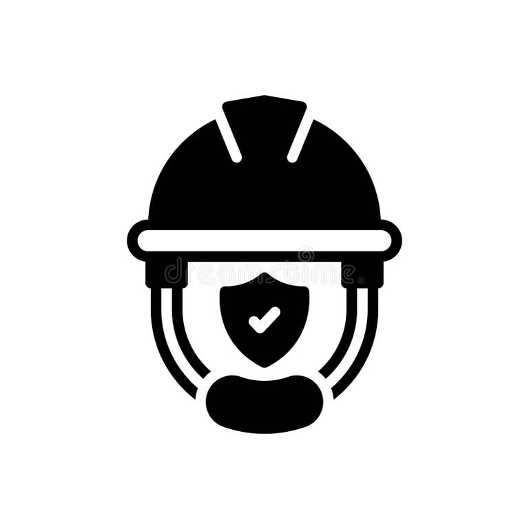 Black Solid Icon for Safety, Hard Hat and Helmet Stock Vector ...