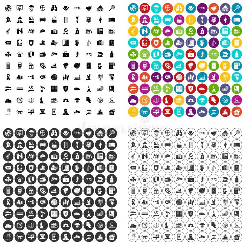 100 Safety Icons Set Vector Variant Stock Vector - Illustration of ...
