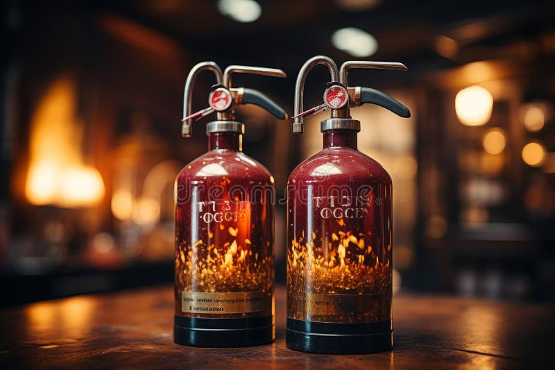 Safety Inspections Close Up of Three Fire Extinguishers for ...