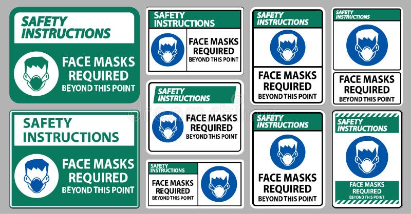 Safety Instructions Face Masks Required Beyond this Point Sign Isolate ...