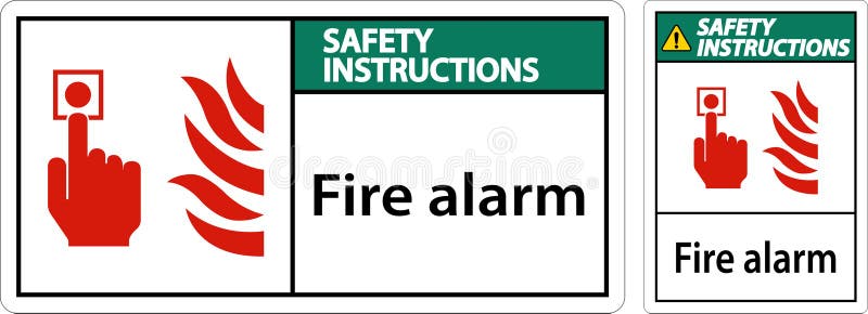 Safety Instructions Fire Alarm Sign on White Background Stock Vector ...