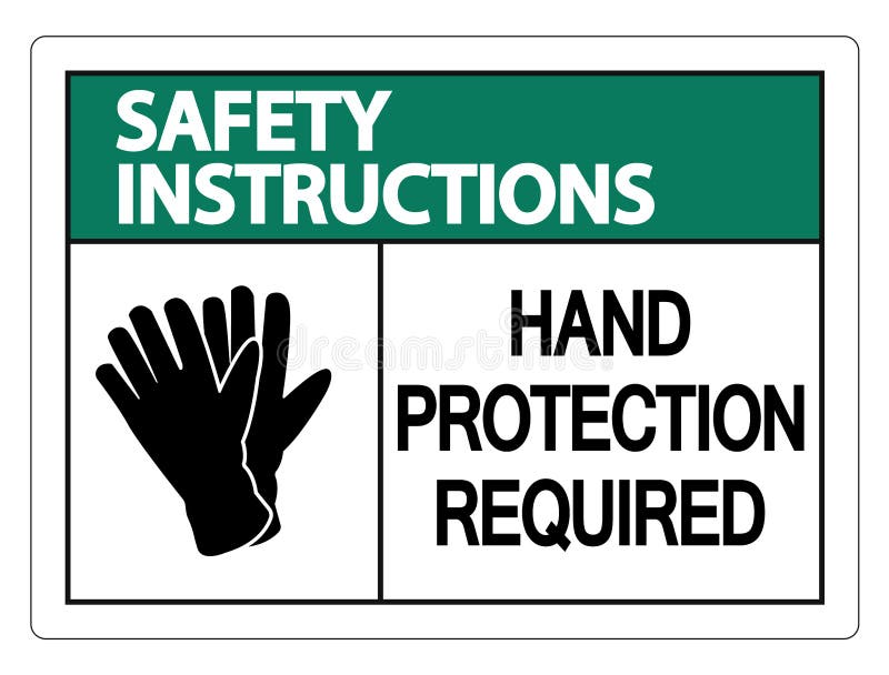 Symbol Safety Instructions Hand Protection Required Wall Sign on White ...
