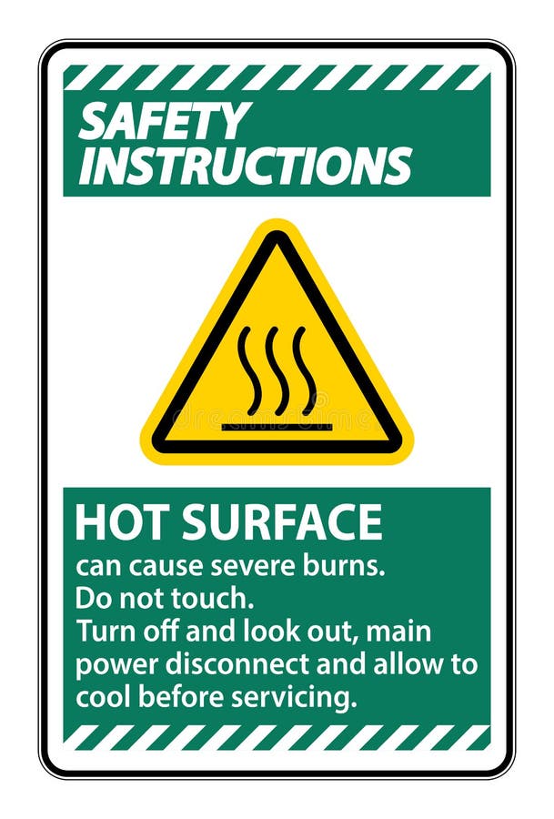 Safety Instructions Hot Surface Sign on White Background Stock Vector ...