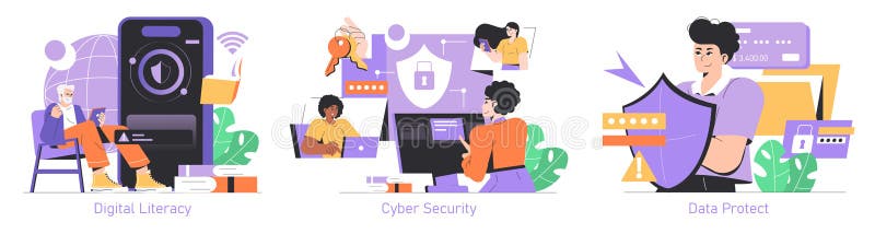 Safety Internet Day. Flat Vector Stock Vector - Illustration of defense ...