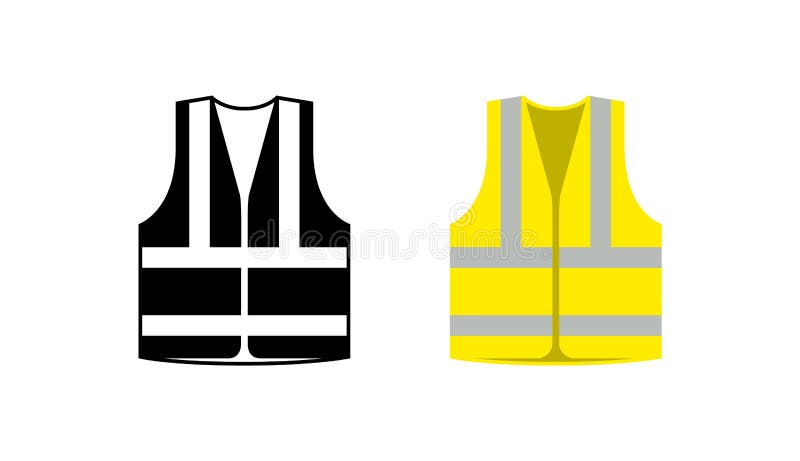 Safety Jacket Security Icon. Vector Life Vest Yellow Visibility ...