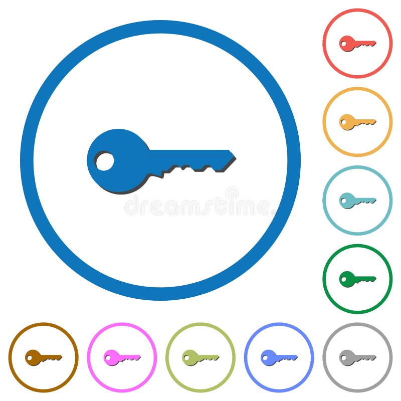 Safety Key Icons with Shadows and Outlines Stock Vector - Illustration ...