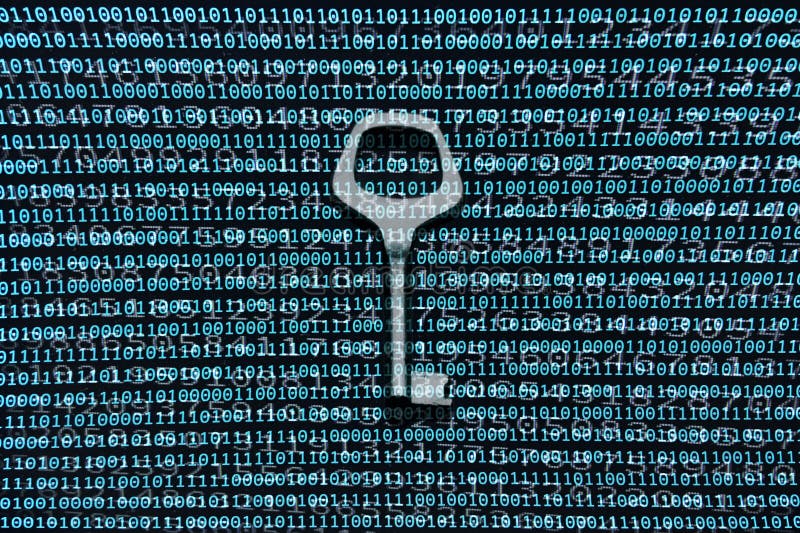 Safety Key in a Pool of Data of Binary Numbers Stock Photo - Image of ...