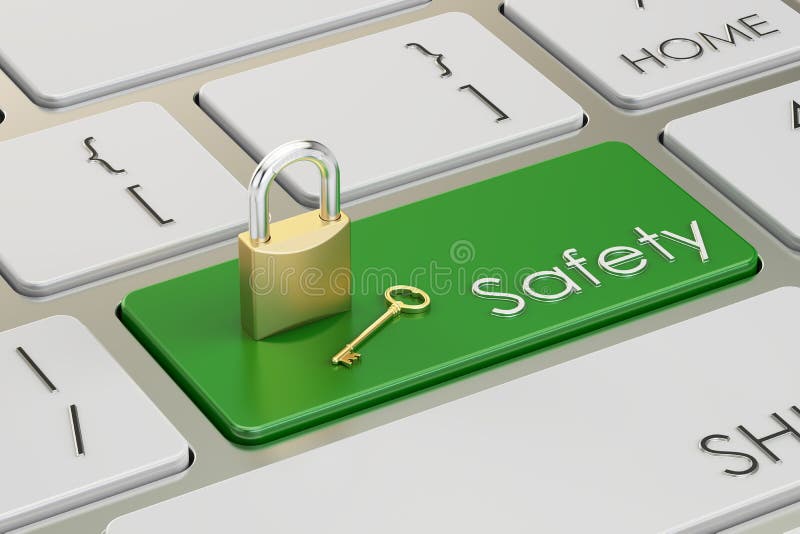 Safety keyboard button, 3D stock illustration. Illustration of ...
