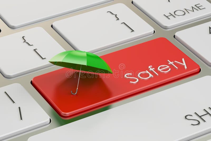 Safety keyboard button, 3D stock illustration. Illustration of internet ...