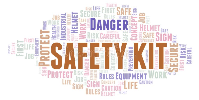 Safety Kit word cloud. stock illustration. Illustration of poster ...