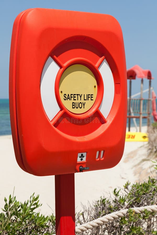 Safety Life Buoy in Plastic Case on the Beach Stock Photo - Image of ...