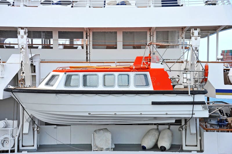 Safety lifeboat on deck stock image. Image of equipment - 67291265