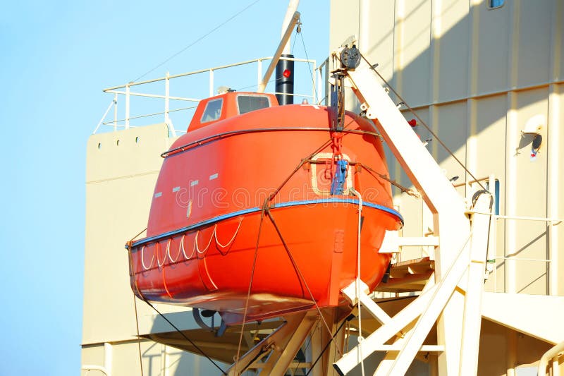 Safety Lifeboat on Ship Deck Stock Image - Image of delivering, rescue ...