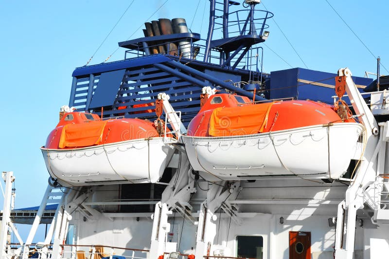 Safety Lifeboat on Ship Deck Stock Photo - Image of lifesaver, boating ...