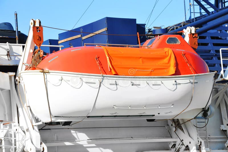 Safety Lifeboat on Ship Deck Stock Photo - Image of industrial ...