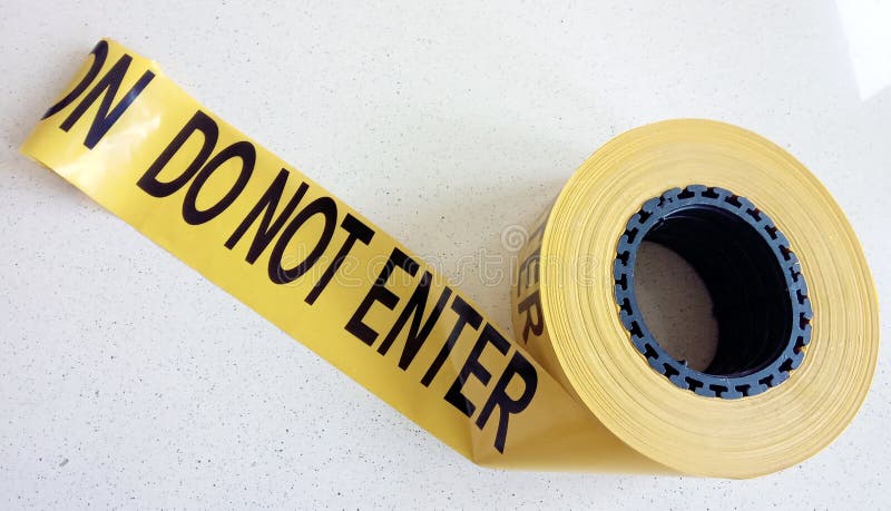 Safety Line with Yellow Banner Stock Photo - Image of orange, wheel ...