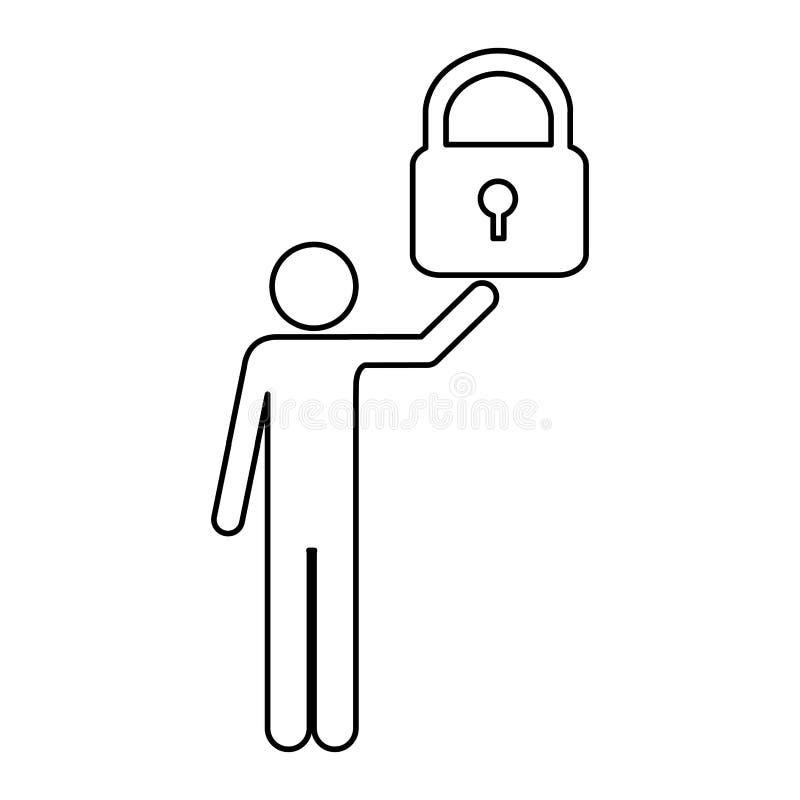 Safety Lock and Man Pictogram Icon Image Stock Vector - Illustration of ...