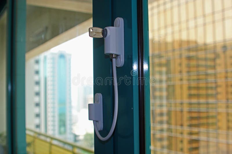 Safety lock on patio doors stock image. Image of safety - 43294577